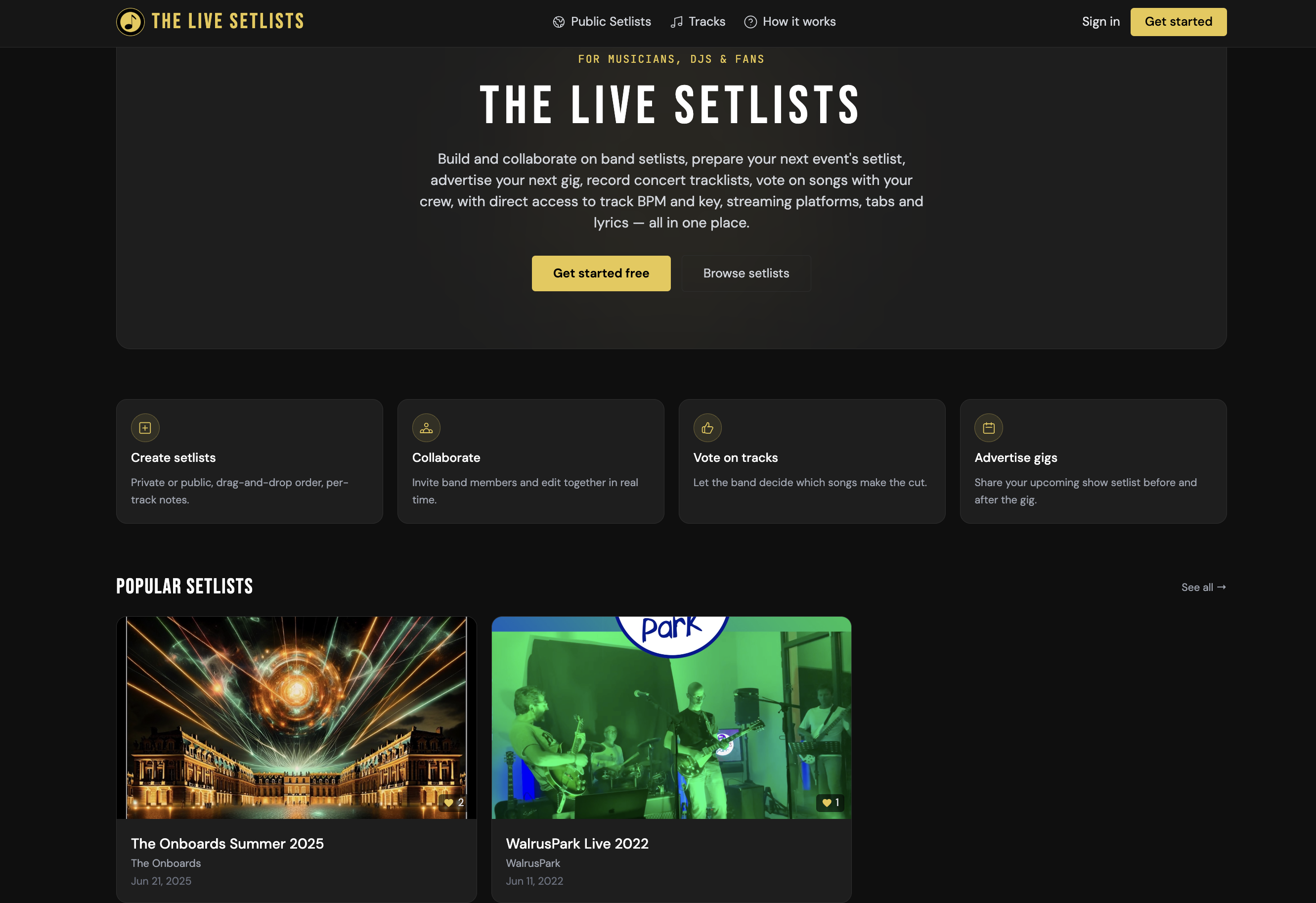 The Live Setlists